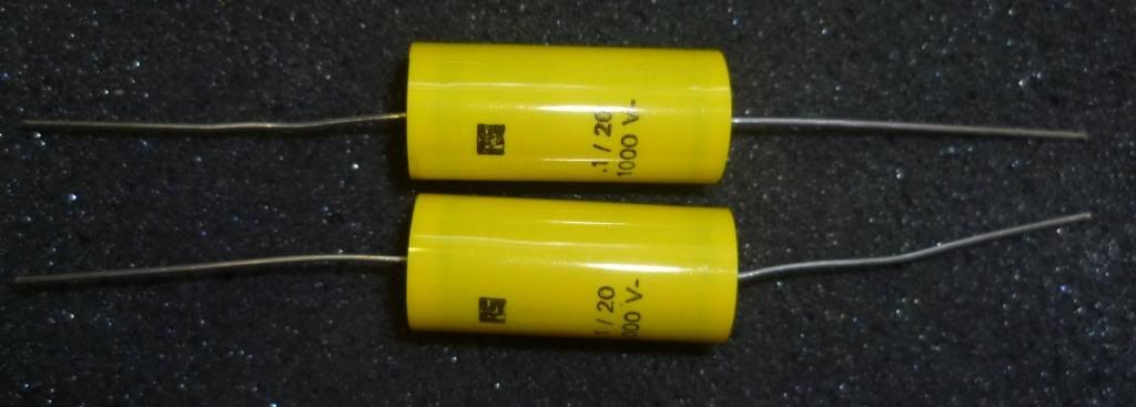 2 X 0.1uF 1000V POLYPROPYLENE CAPACITORS. RS.