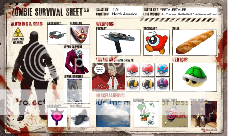 Zombie Survival Sheet | Smashboards